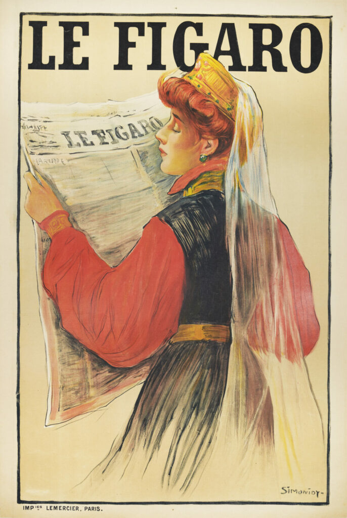 French Vintage Newspaper Poster for 'Le Figaro' by Michel Simonidy ...