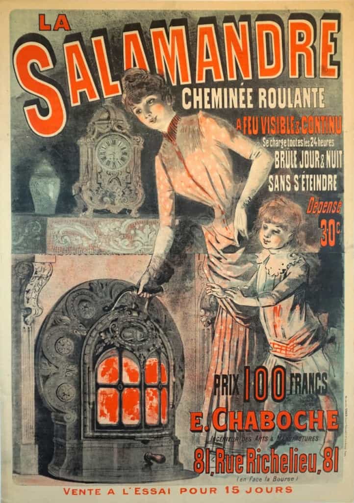 French Vintage Art Nouveau Advertising Poster 1880s Space Heater 'La ...