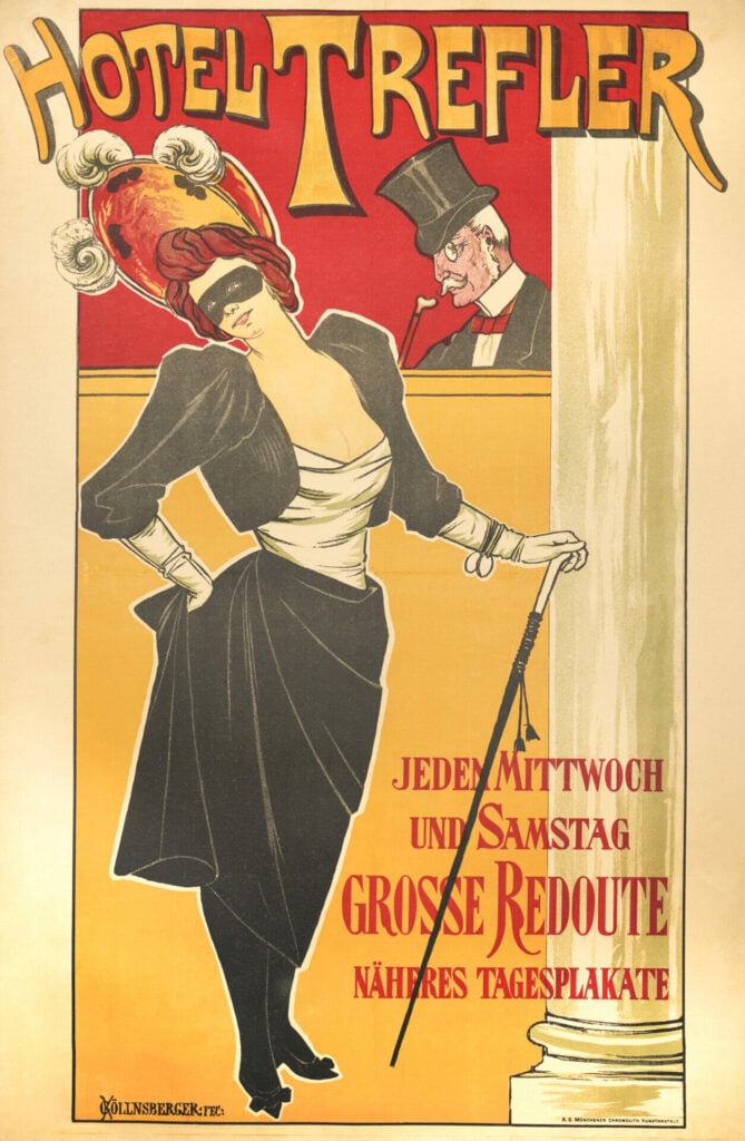 French Vintage Theatrical Poster 'Hotel Trefler' by Kollnsperger, 1900s ...