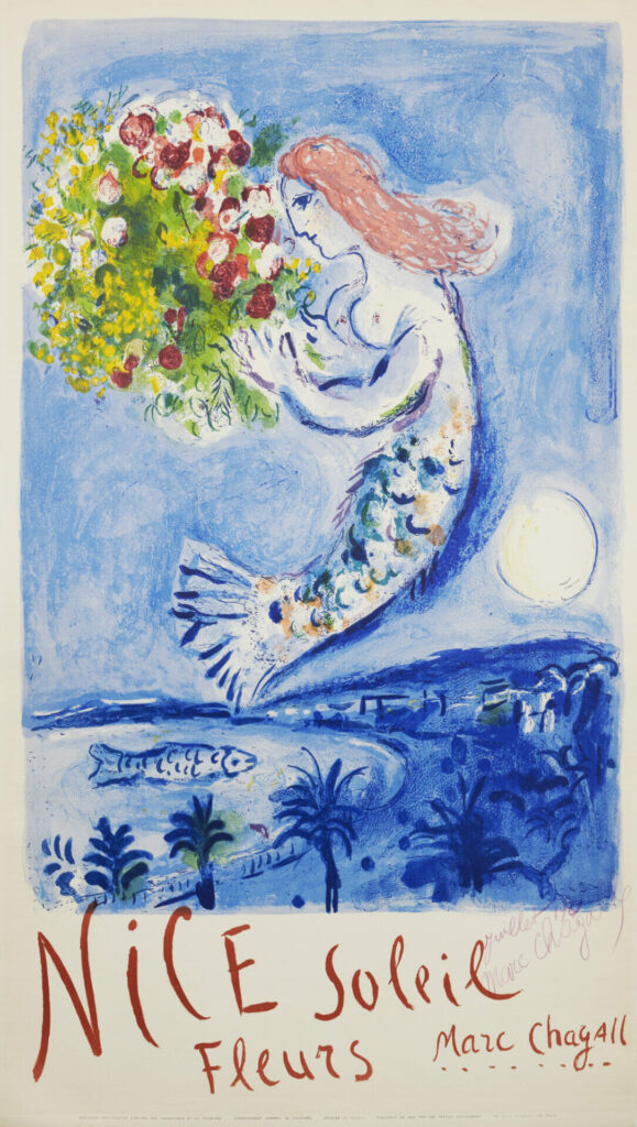Rare Hand Signed Traveling Poster 'Nice Soleil Fleurs' by Marc Chagall ...