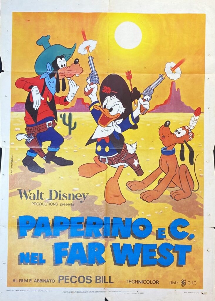 Vintage Italian Movie Poster 'Paperino e C. Nel Far West (Donald Duck ...