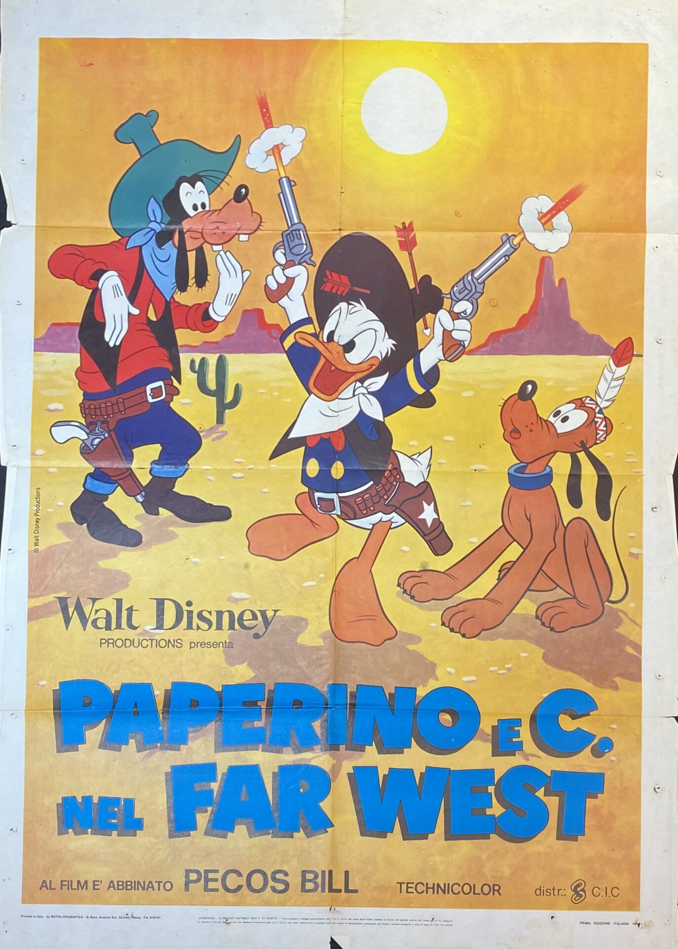 Vintage Italian Movie Poster 'Donald Duck Goes West' 1966 - Vintage ...