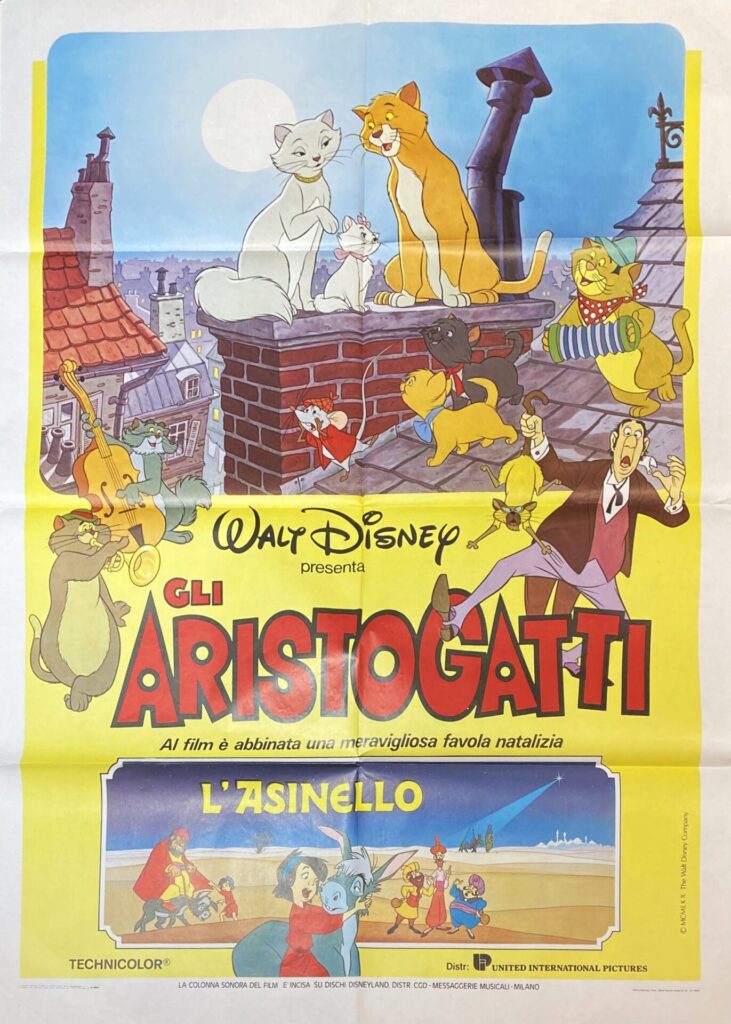 Vintage Italian Movie Poster 'Gli Aristogatti (The Aristocats)' 1970 ...