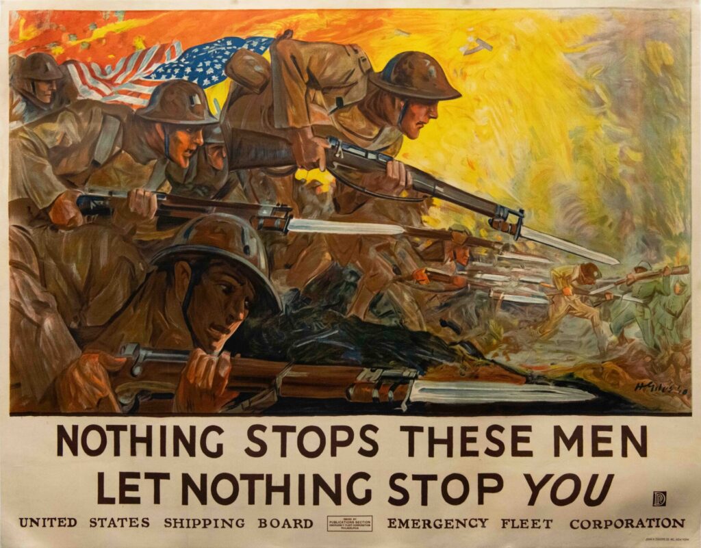 Original Vintage American WWI Propaganda Poster 'Nothing Stops These ...