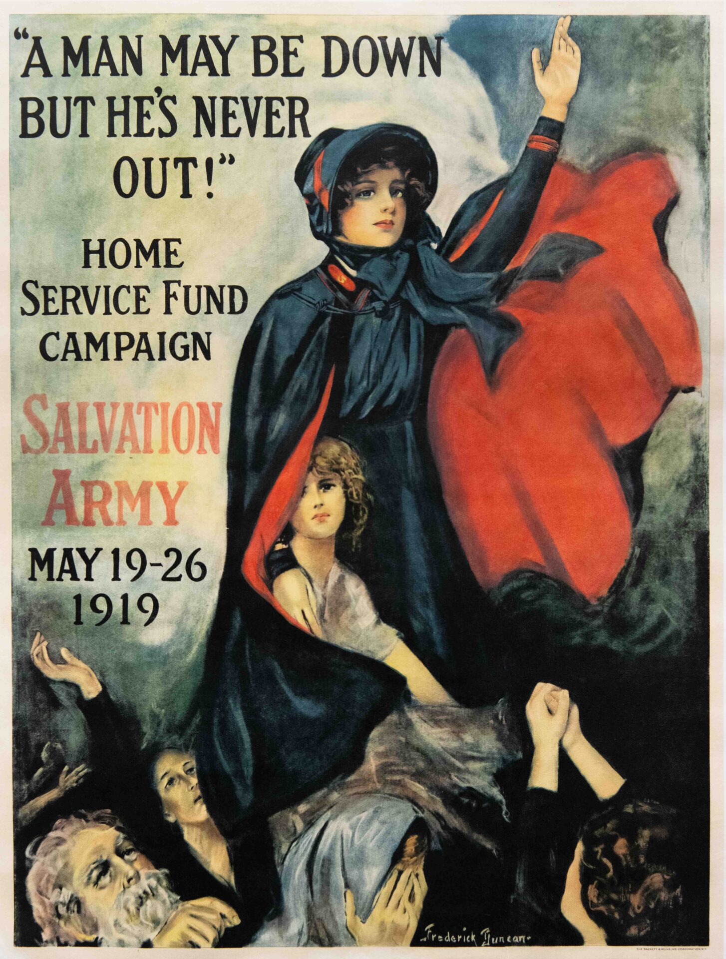 Original Vintage Salvation Army Poster 'A Man May Be Down But He's ...