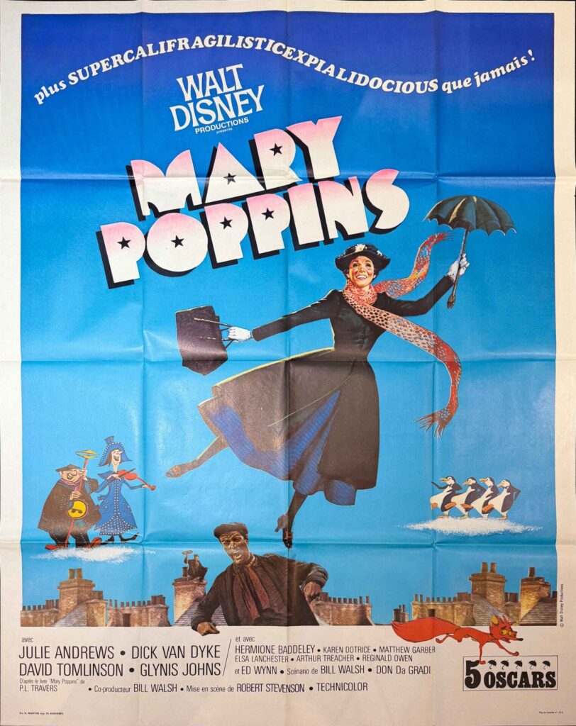 Original Vintage French Disney Movie Poster 'Mary Poppins', 1970’s ...
